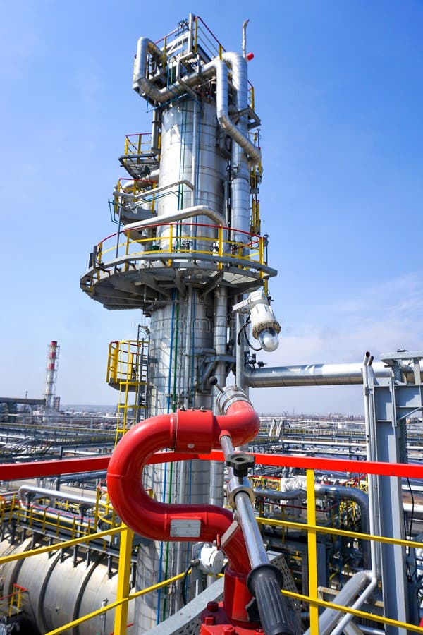 Oil refinery fire hydrant stock photo. Image of piping - 10134768