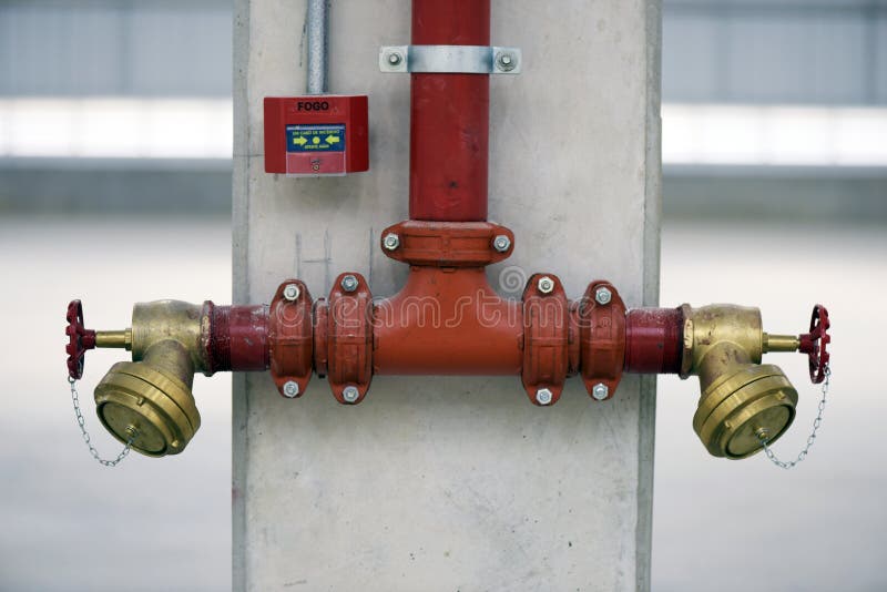 Industrial Fire Hydrant Installed on Concrete Column Stock Photo ...