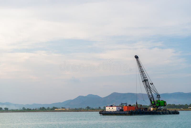 Industrial Floating Crane Platform Stock Photo - Image of machine ...