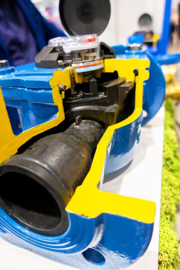 Industrial Flow Meter with Water Meter. Sectional View Stock Photo ...