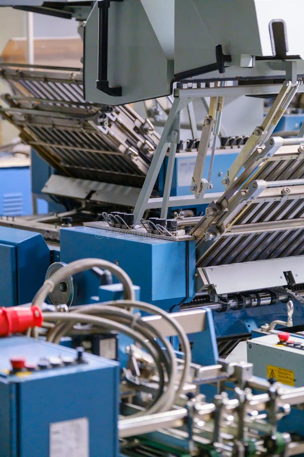 Industrial Folding Machine in Typography Workshop Stock Image - Image ...