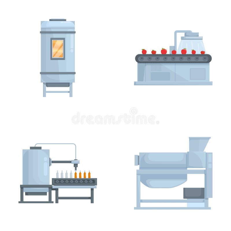 Industrial Food Processing Equipment Set Stock Illustration ...