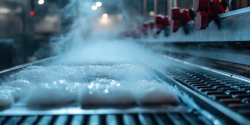 Industrial Food Processing Machine Freezing Steaks and Chicken with ...