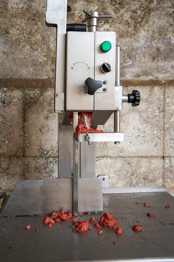 Industrial Food Raw Meat Cutting Table Machine Stock Image - Image of ...
