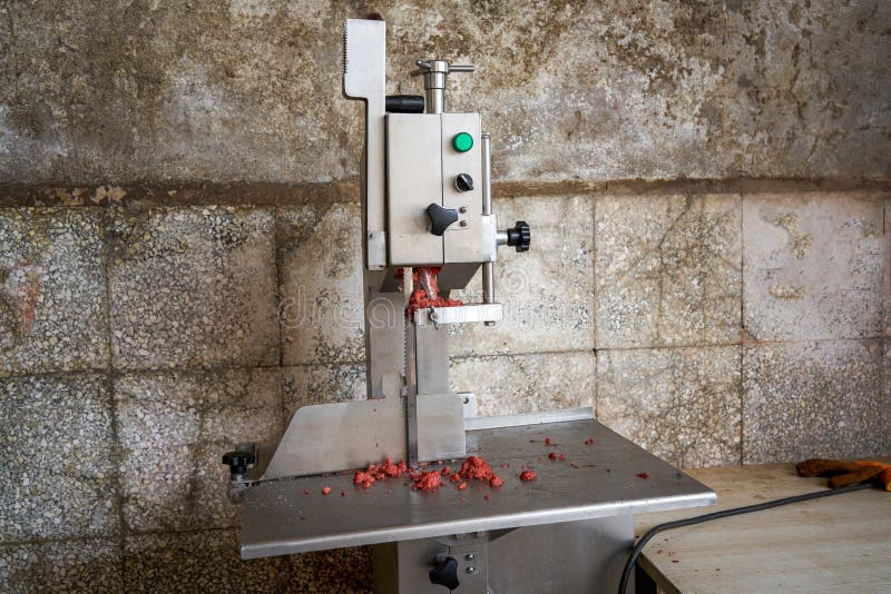 Industrial Food Raw Meat Cutting Table Machine Stock Image - Image of ...