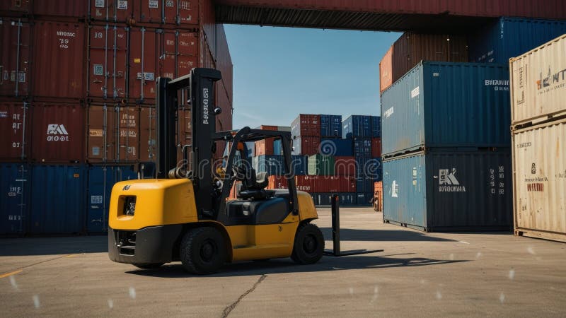 Industrial Forklift in Cargo Yard Stock Illustration - Illustration of ... Industrial Forklift in Cargo Yard Stock Illustration - Illustration of ...