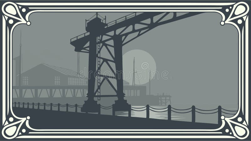 Industrial Frame with Distant Cityscape, Urban Foundation, Vector ...