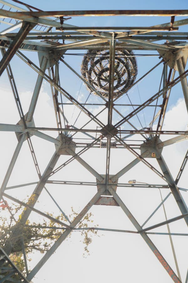 Industrial Framework with Circular Overgrown Element and Blue Sky Stock ...