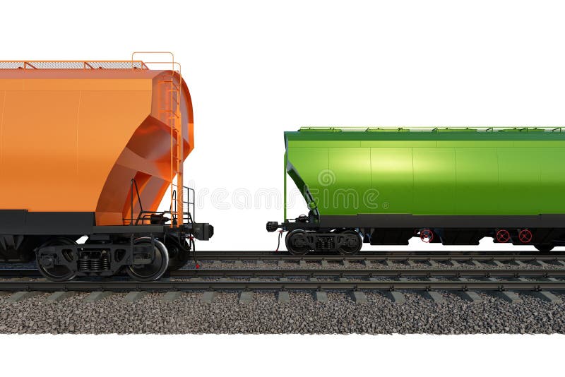 Industrial Freight Train on Railway Rails Stock Photo - Image of chain ...