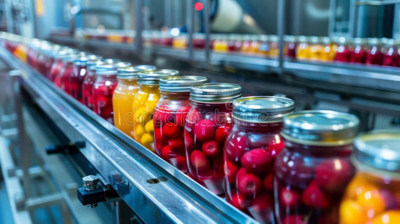 Industrial Fruit Canning Line Stock Illustration - Illustration of ...