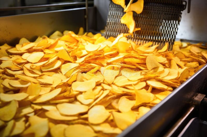 Industrial Fryer Cooking Potato Chips Stock Image - Image of processing ...