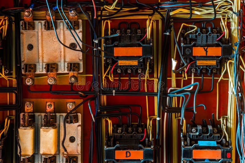 Industrial Fuse Box on the Wall Stock Image - Image of plug, closeup ...