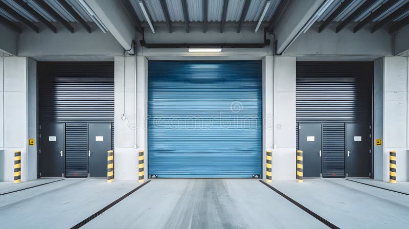 Industrial Garage Doors Open To Empty Loading Dock Stock Illustration ...