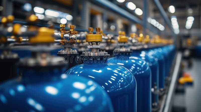 Industrial Gas Cylinders in a Factory Setting Stock Image - Image of ...