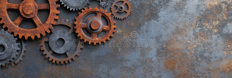 Industrial Gear Patterns Merging Gray and Rust Tones with Metallic ...