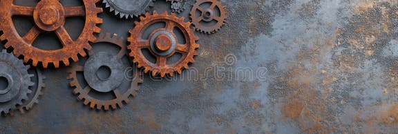 Industrial Gear Patterns Merging Gray and Rust Tones with Metallic ...