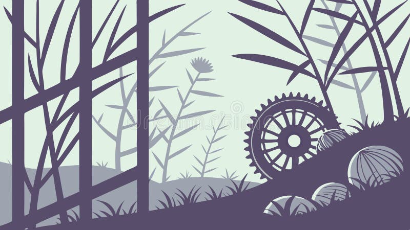 Industrial Gears in Abstract Geometric Forest, Vector Design Generative ...