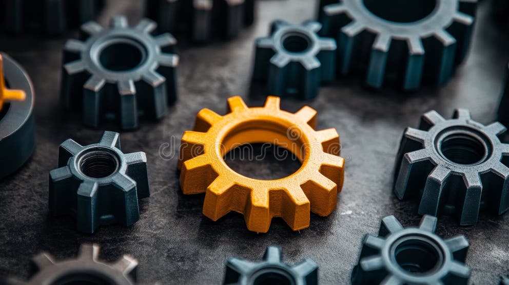 Industrial Gears and Cogwheels a Close-Up View of Interlocking ...