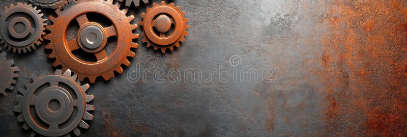 Industrial Gears Contrast with Rust Tones, Creating a Robust Mechanical ...