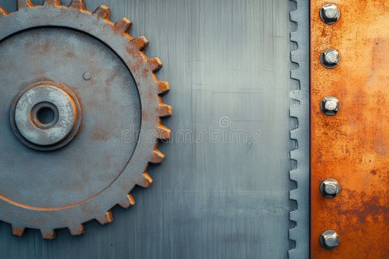 Industrial Gears Gray Rust Tones Metallic Gradient Background Text ...
