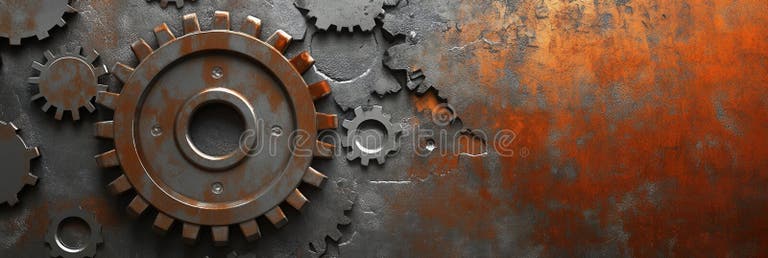 Industrial Gears Set Against a Rugged Metallic Background with a Smooth ...