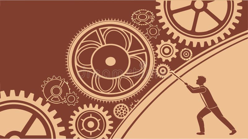 Industrial Gears and Worker , Abstract Mechanical Concept Vector Design ...