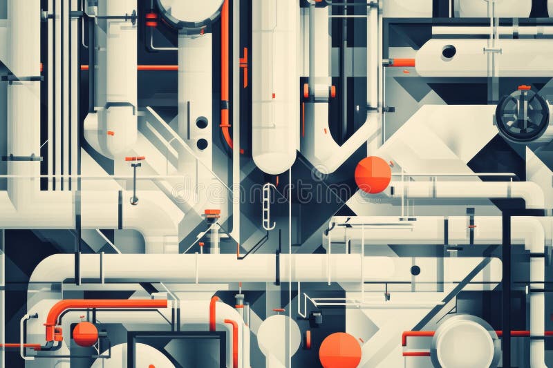 Industrial Geometric Pattern Showcasing Oil Tanks and Intricate Piping ...