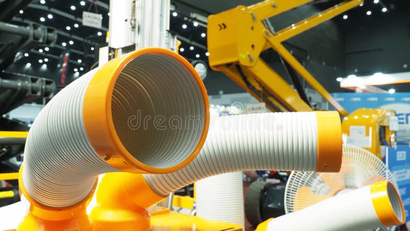 An Industrial-grade Flexible Ventilation Hose with Orange Accents Stock ...