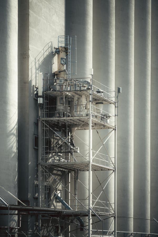 Industrial Grain Elevator Structure Stock Image - Image of shadow ...