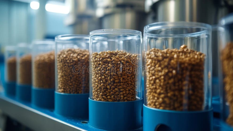 Industrial Grain Samples in Clear Containers Stock Image - Image of ...