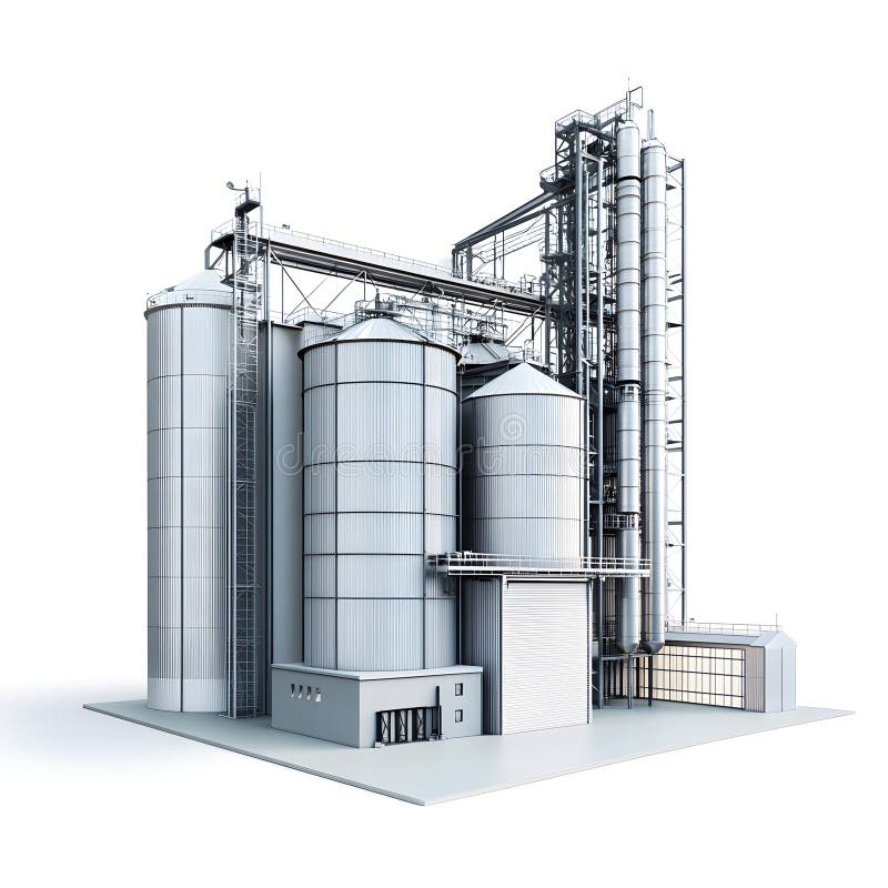 Industrial Grain Silo Complex Storage Agriculture Factory Metal ...