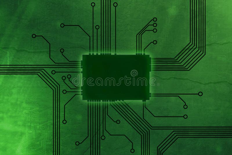 Industrial Green Colored Digital Computer Chip Core Stock Illustration ...