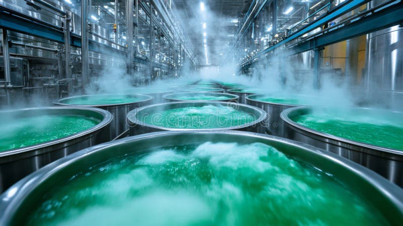 Industrial Green Liquid Processing Facility Stock Illustration ...