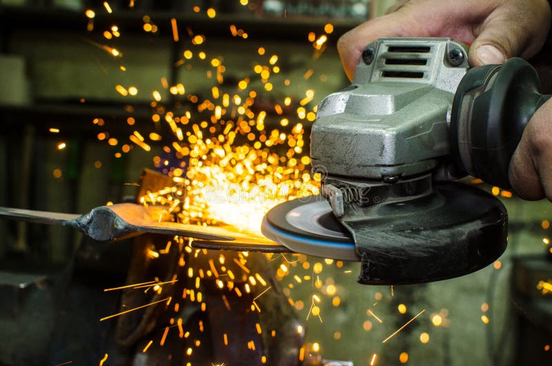 Industrial Grinder and Sparks Stock Image - Image of improvisation ...