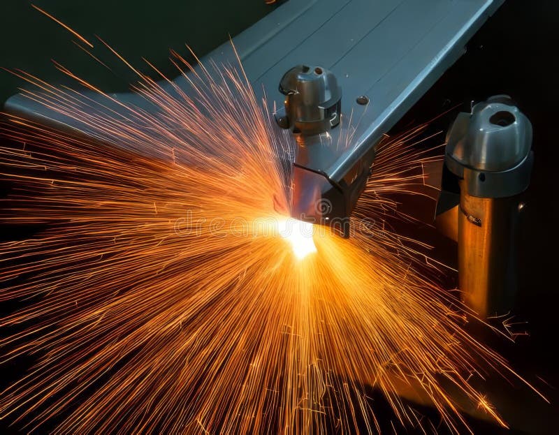 Industrial Grinding Machine Generating Sparks while Processing Metal ...