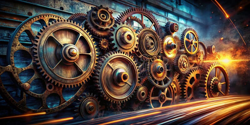 Industrial Grunge Banner Design with Long Exposure Gears a Stunning Graphic Element for Creative ...