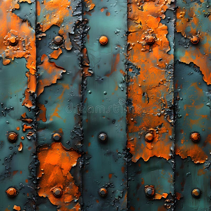 Industrial Grunge Texture: Rusty Metal Surface with Orange-Teal Hues ...