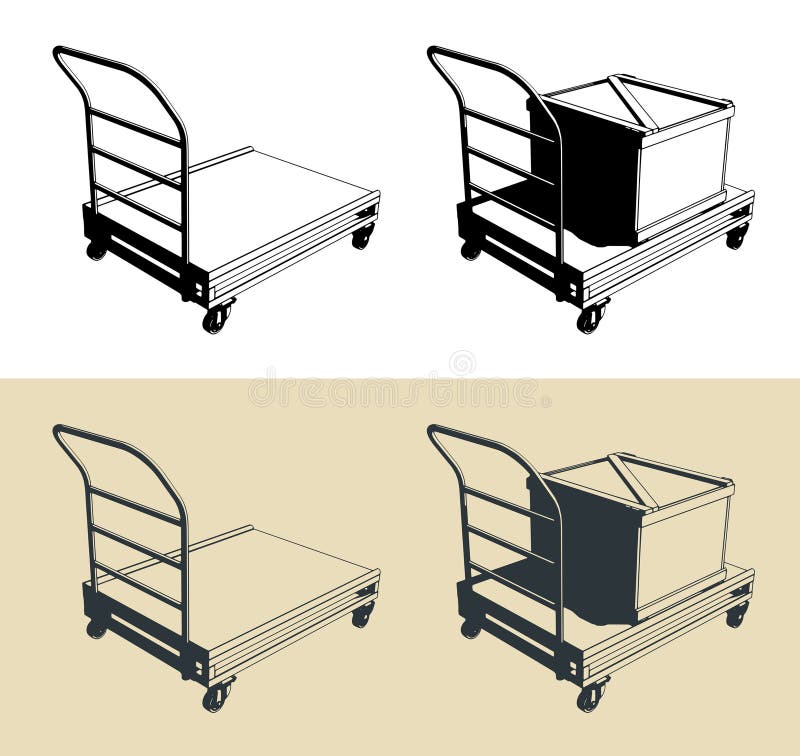 Industrial hand trolley stock vector. Illustration of cargo - 299459933