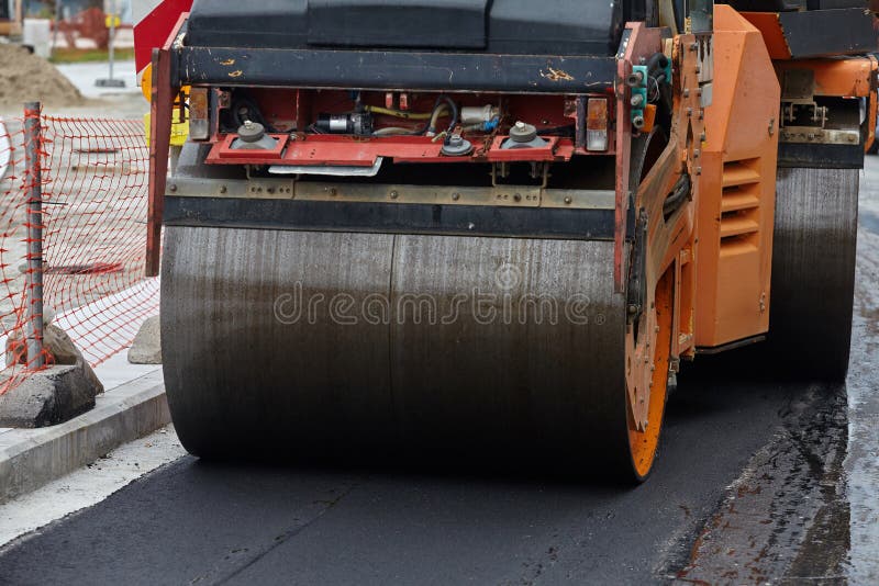 Industrial Heavy Machine Working on Road Construction Stock Image ...