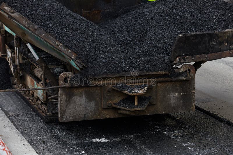 Industrial Heavy Machine Working on Road Construction Stock Image ...