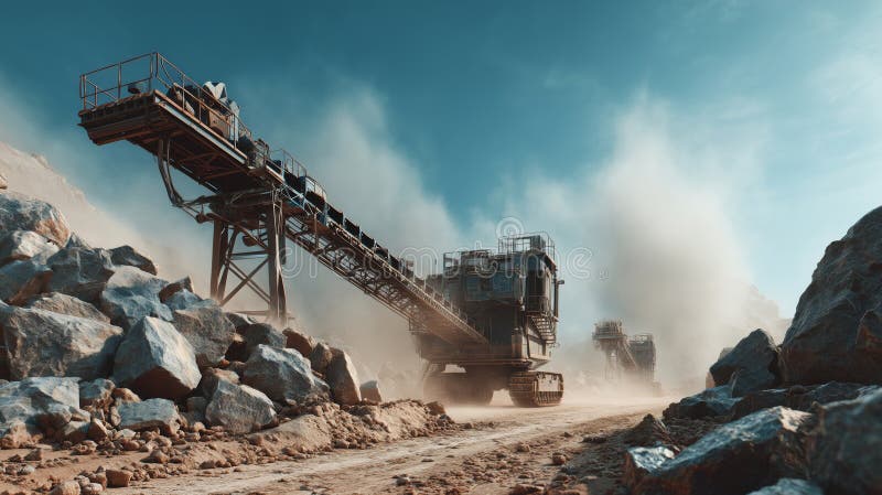 Heavy Machinery Operating with Conveyor Belts in an Industrial Setting ...