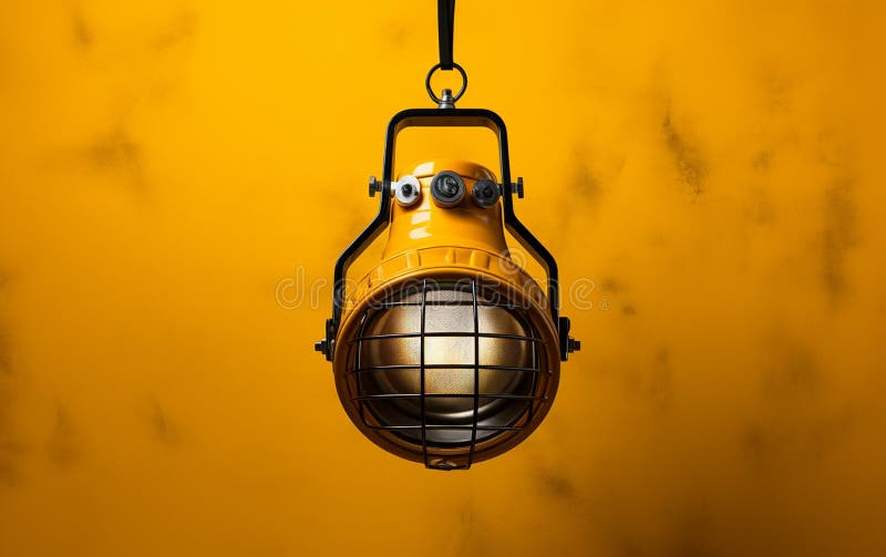 Industrial High Bay Lights Against Yellow Background -Generative Ai ...