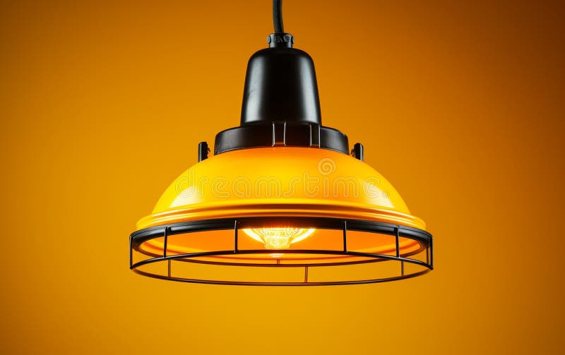 Industrial High Bay Lights on Yellow Background -Generative Ai Stock ...