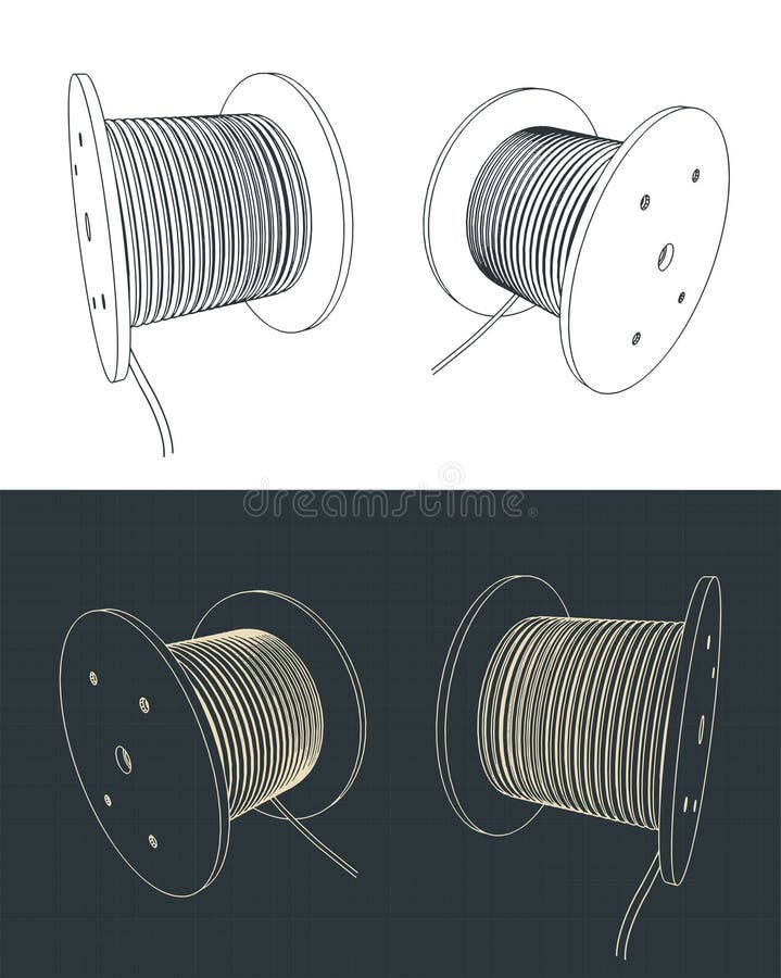 Industrial High Voltage Cable Reel Blueprints Stock Vector ...