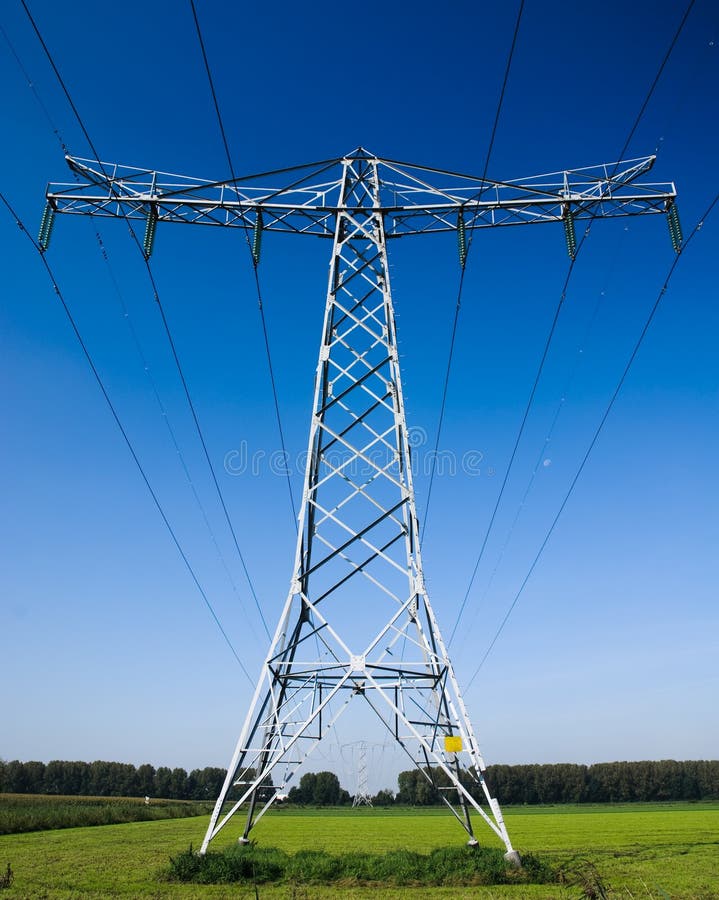 Industrial High Voltage Power Line Stock Image - Image of mast, pole ...