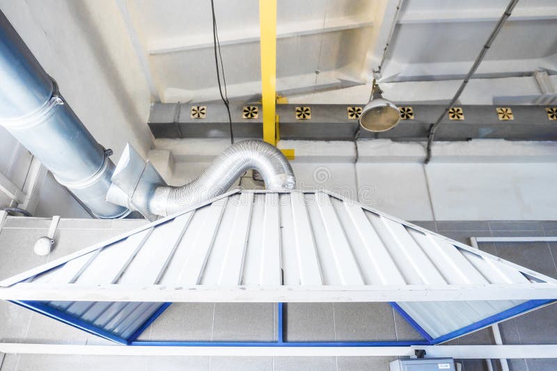 Industrial Hood in Production Workshop. Room Ventilation System Stock ...