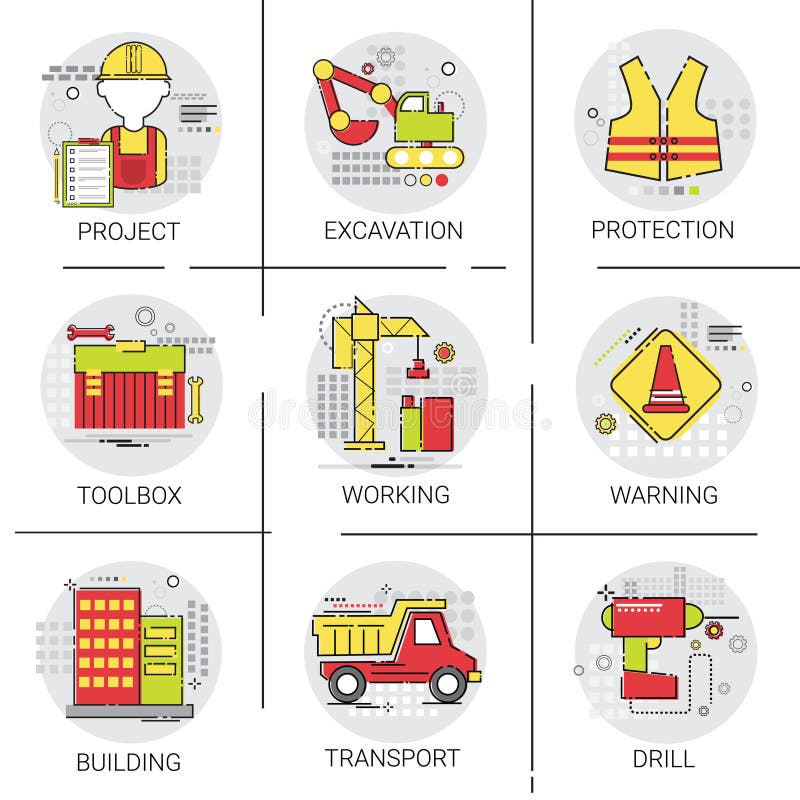 Industrial Icon Set Building Project Construction Engineering Toolbox ...
