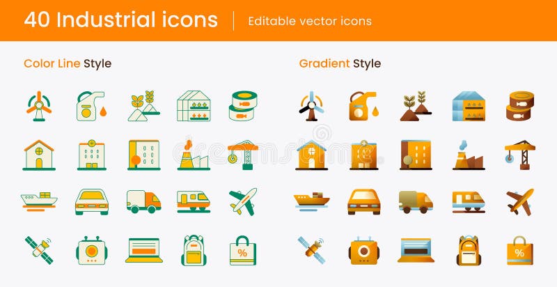 40 Industrial icons set stock vector. Illustration of telecommunication ...