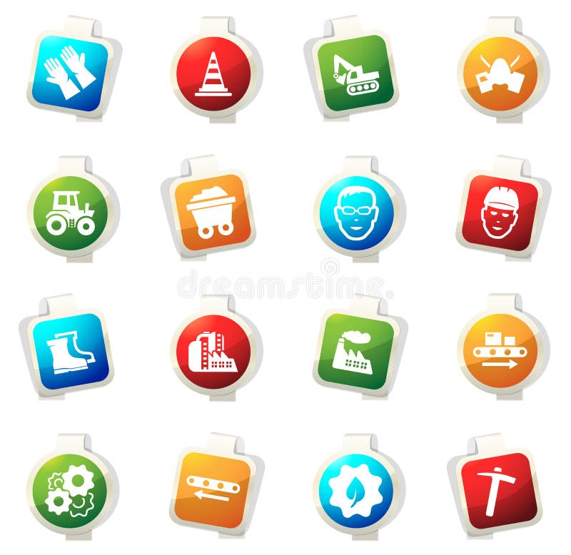 Industrial icons set stock illustration. Illustration of white - 89235601