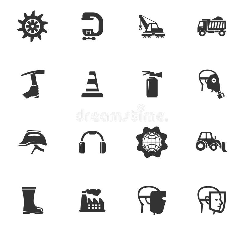 Industrial icons set stock illustration. Illustration of isolated ...